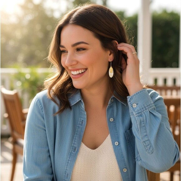J. Jill | Jewelry | J Jill Dangle Earrings Paddle Worn Gold Overlay ...